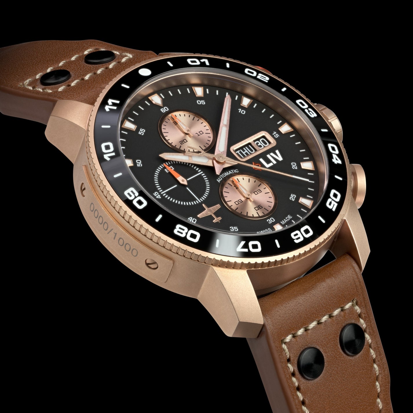 Twilight Tear P-51 Titanium Rose LIV Swiss Made Automatic Chrono – LIV ...