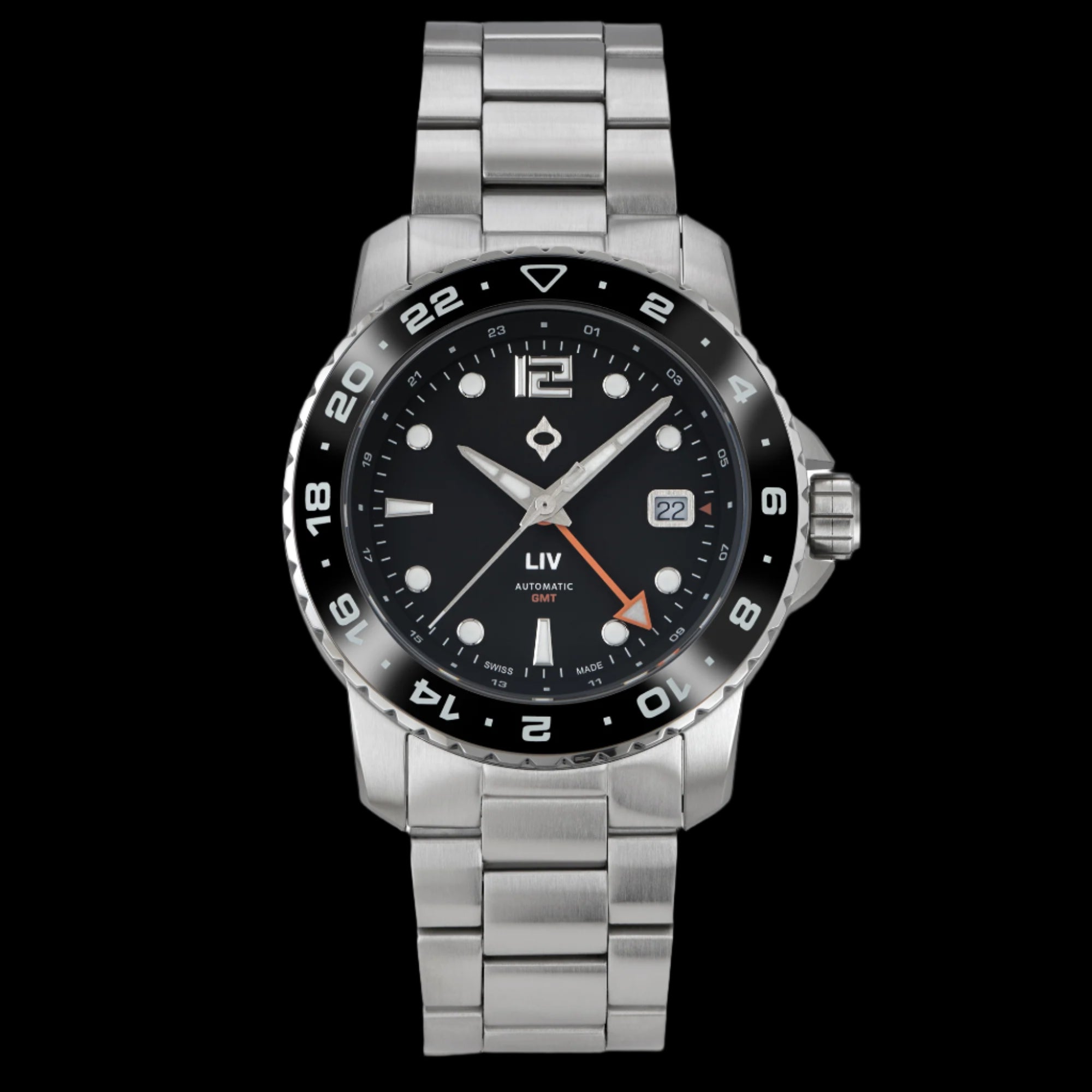 Trekker Auto GMT Black / Steel – LIV Swiss Watches
