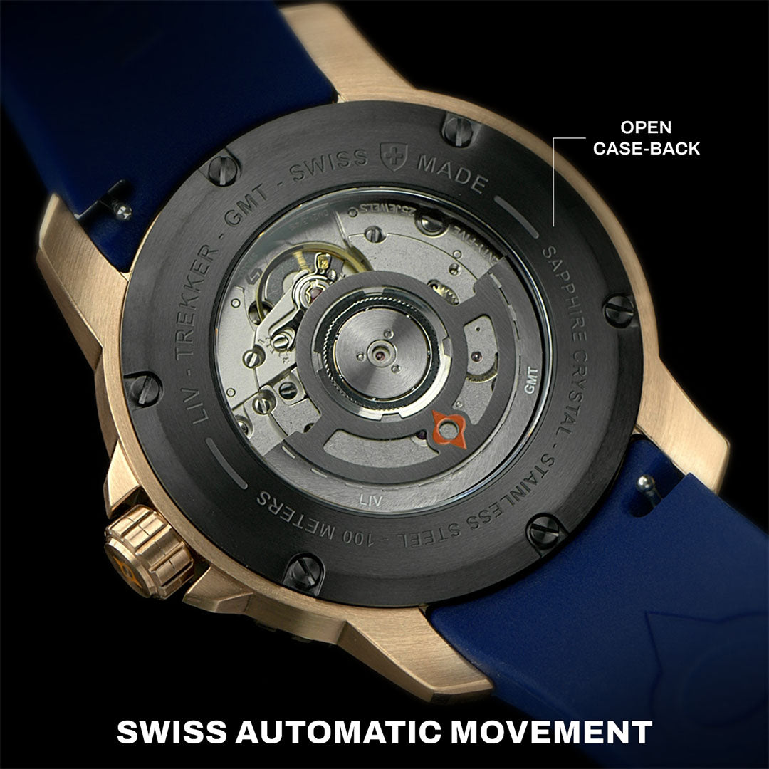 Trekker Auto GMT Blue / Rose – LIV Swiss Watches