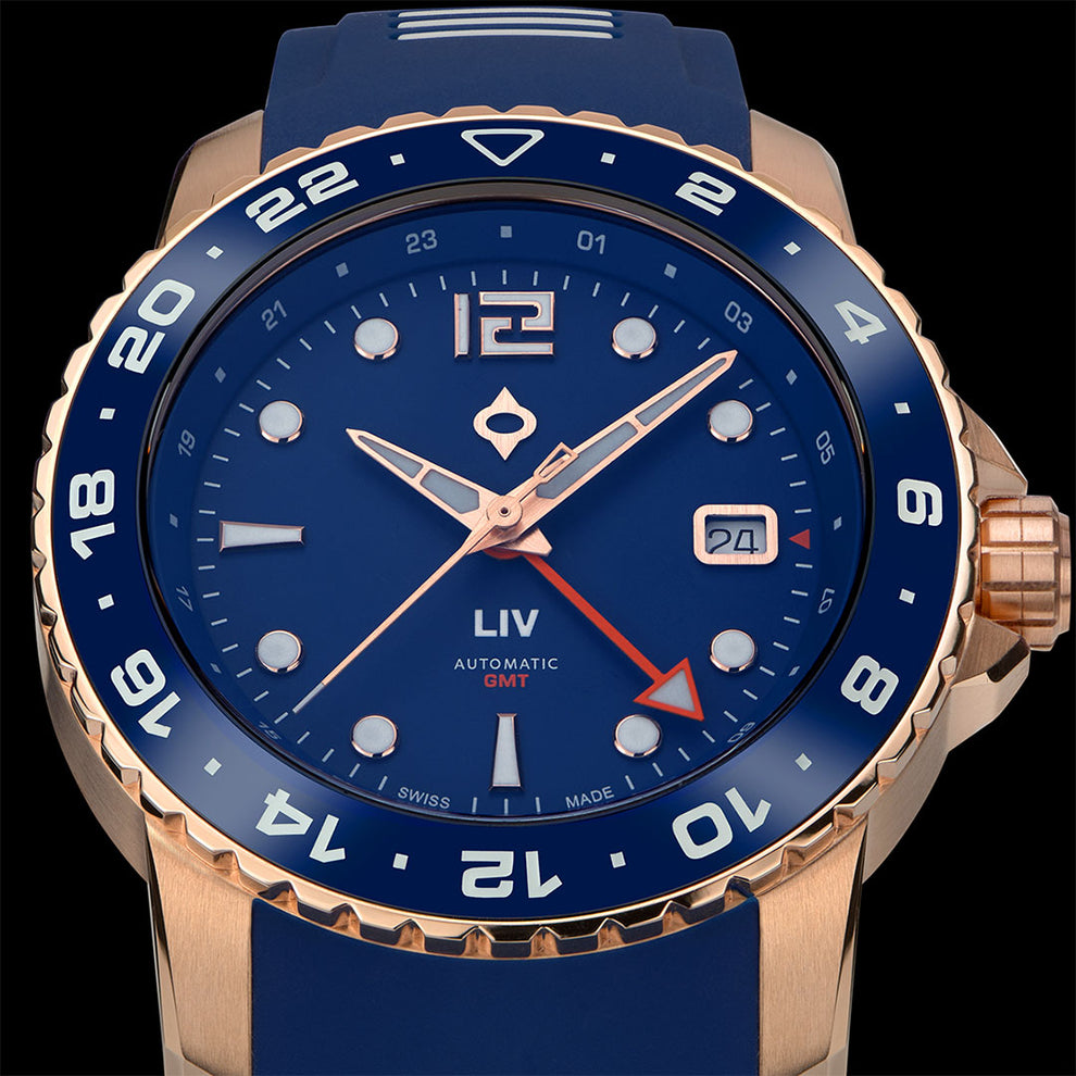 Trekker Auto GMT Blue / Rose – LIV Swiss Watches