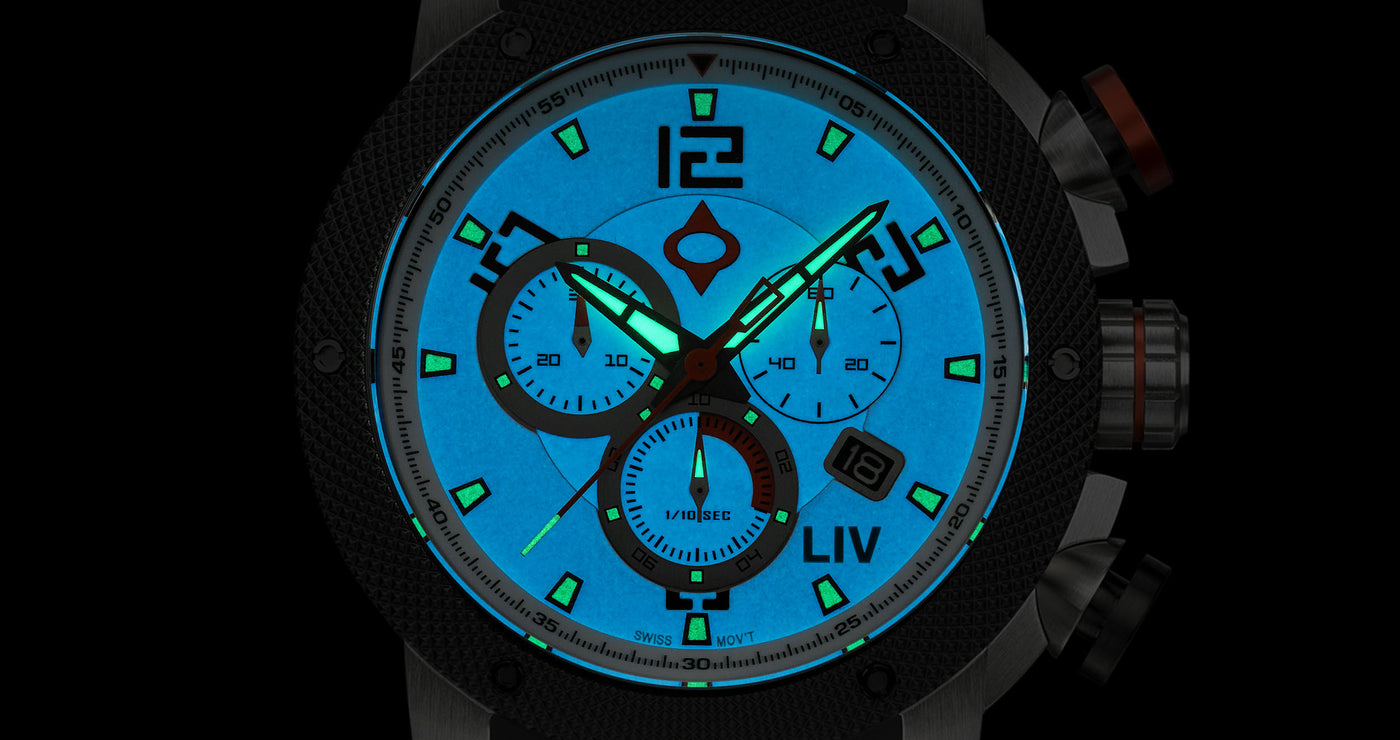 GX1 Dual Lume 1/10th Of a Sec Chrono – LIV Swiss Watches