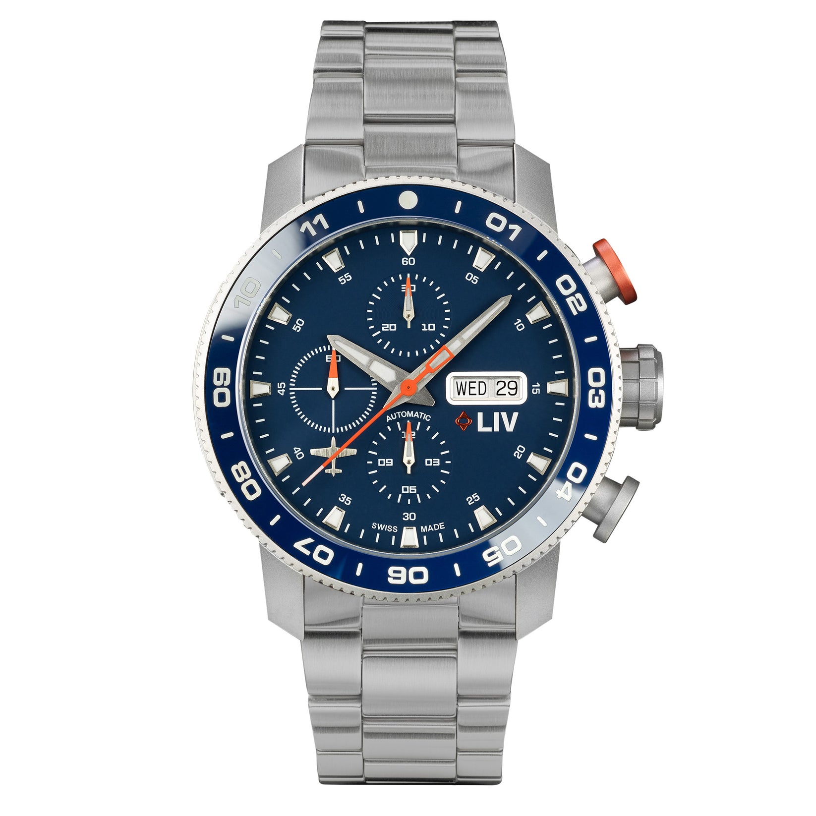 P-51 352nd Blue-Nosed Swiss Made Automatic Chrono – LIV Swiss Watches