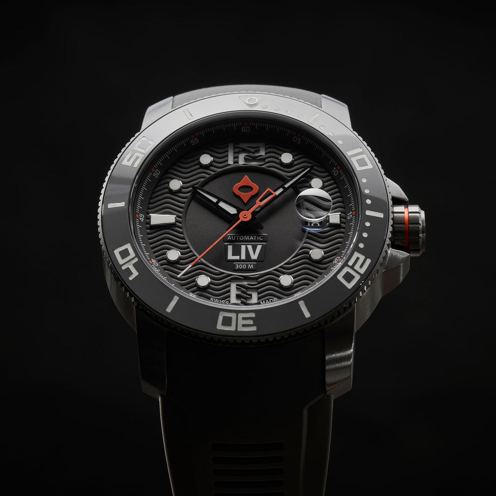 Shop LIV GX-Diver's 44mm Crater Gray Swiss Auto Watch – LIV Swiss Watches